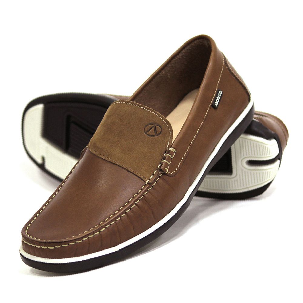 Mocassim Masculino em Couro Legítimo Bison Marrom - Andacco